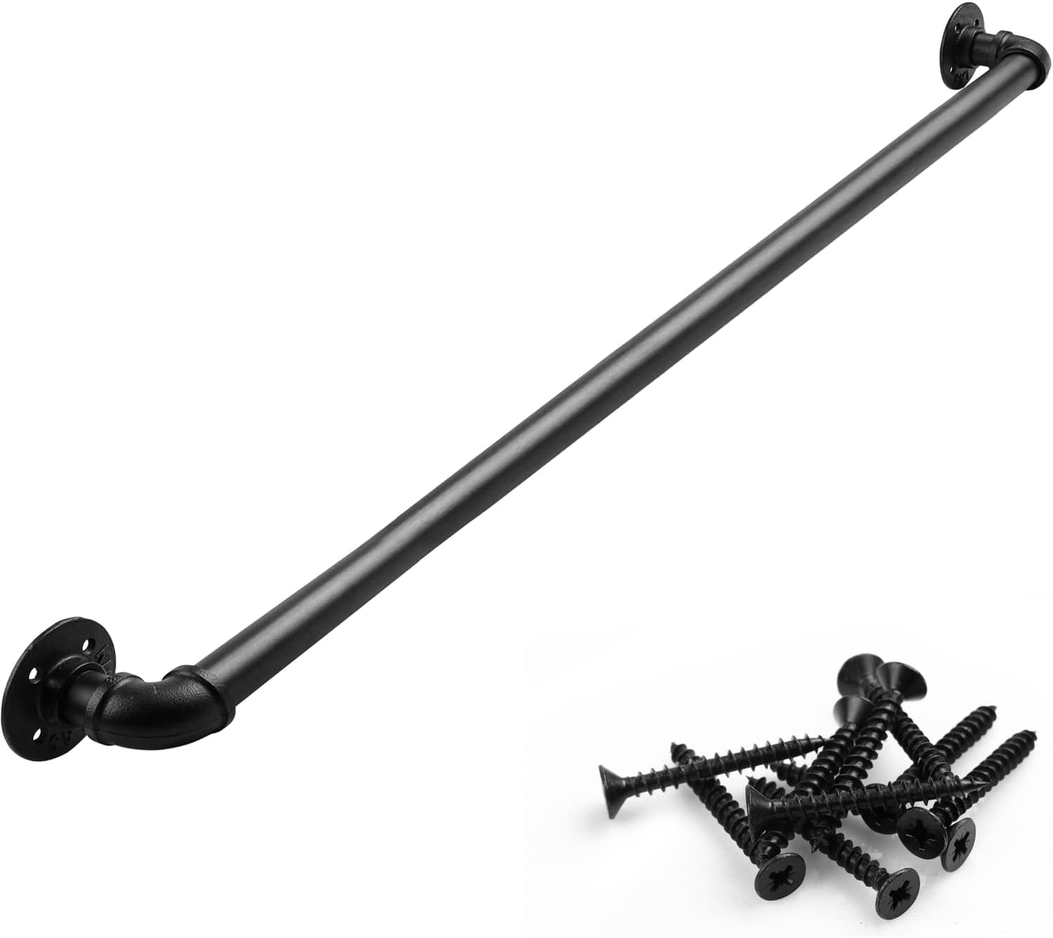 Pipe Stair Handrail, 4 Ft Metal Staircase Handrail, Black Galvanized ...