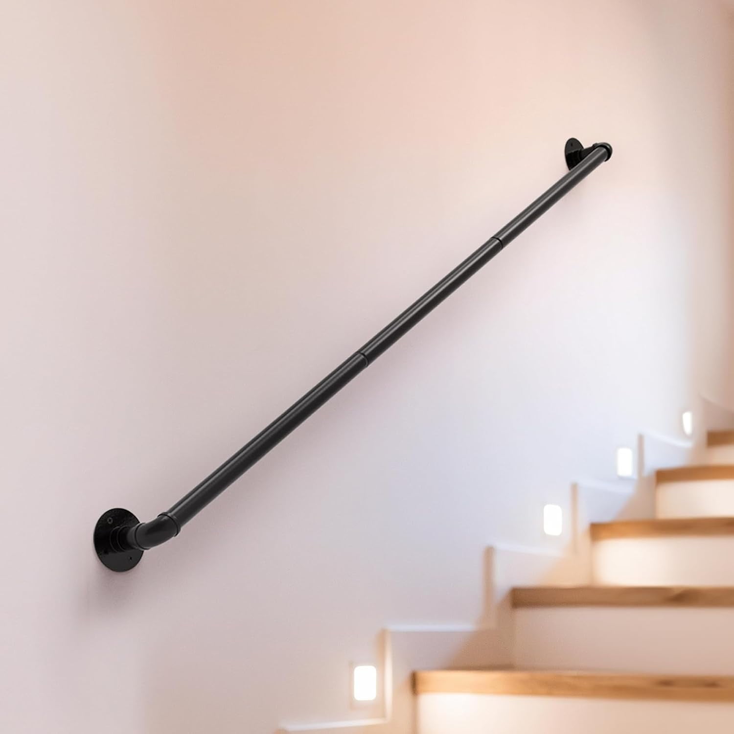 Pipe Stair Handrail, 4ft Railing for Indoor Steps Metal Staircase Hand ...