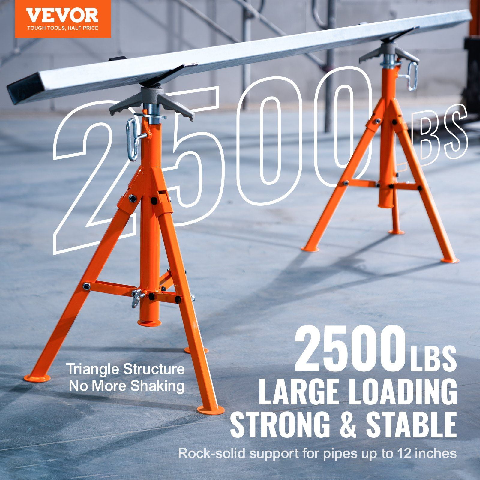 Pipe Stand,2500LBS Heavy Duty Pipe Jack Stands,27.2"-52"Height ...