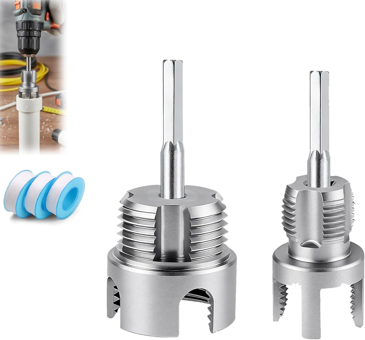 Pipe Tapping and Threading Tool, 1/2" 3/4" 1" Integrated Internal ...