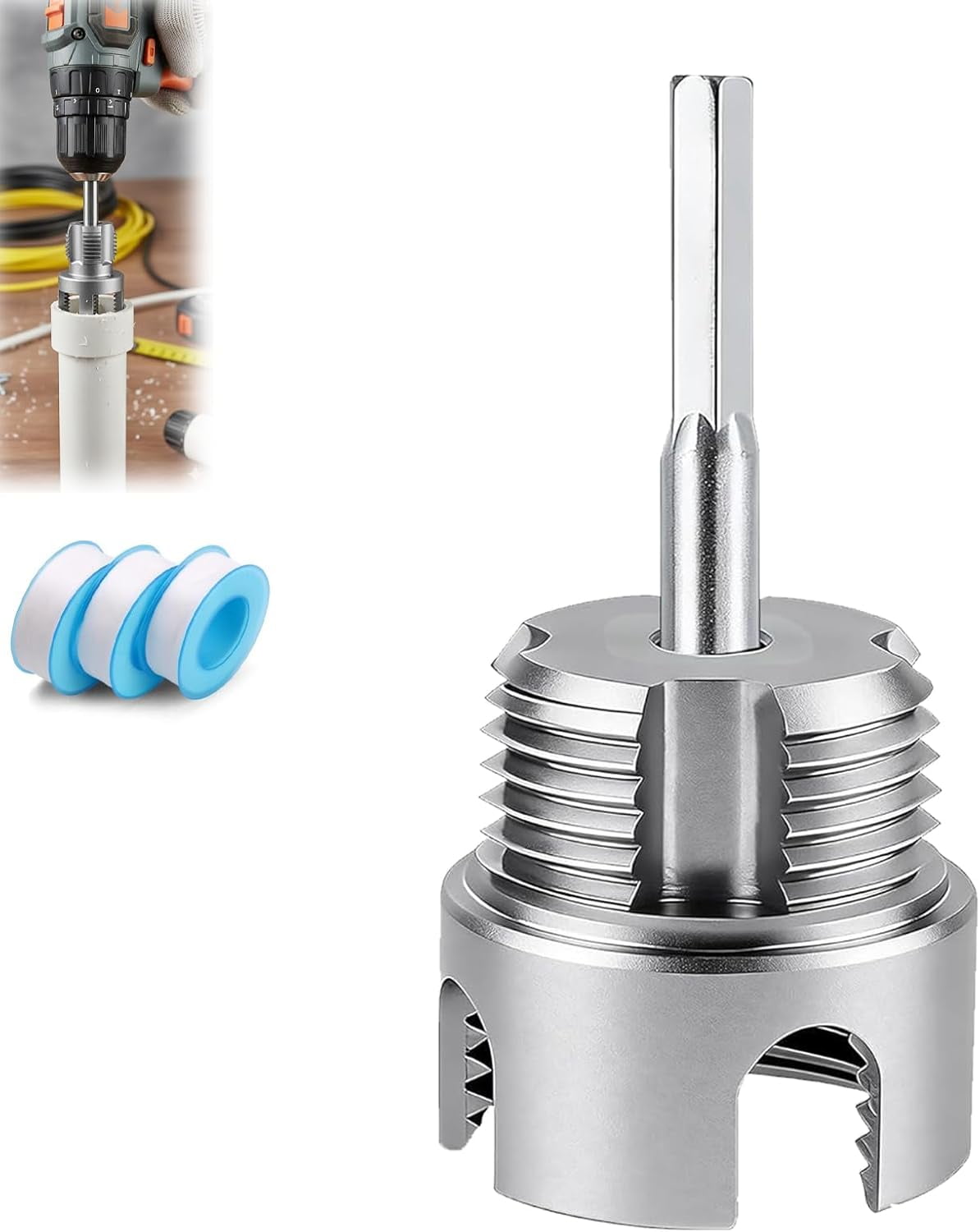 Pipe Tapping and Threading Tool, 1/2" 3/4" 1" Integrated Internal ...