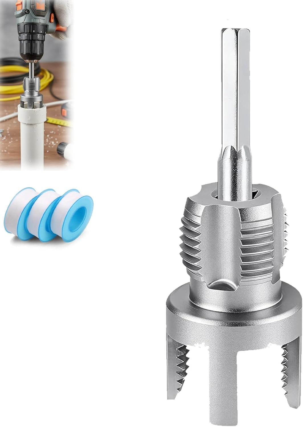 Pipe Tapping and Threading Tool, 1/2" 3/4" 1" Integrated Internal ...