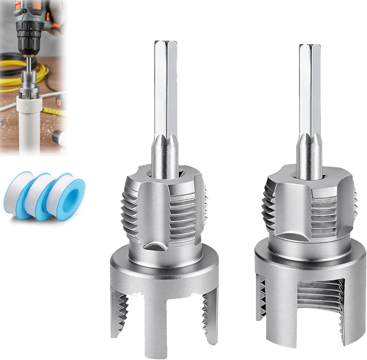 Pipe Tapping and Threading Tool, 1/2" 3/4" 1" Integrated Internal ...