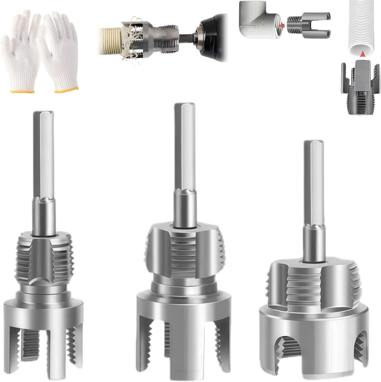 Pipe Tapping and Threading Tool, 1/2'' and 3/4'' Electric Drill ...