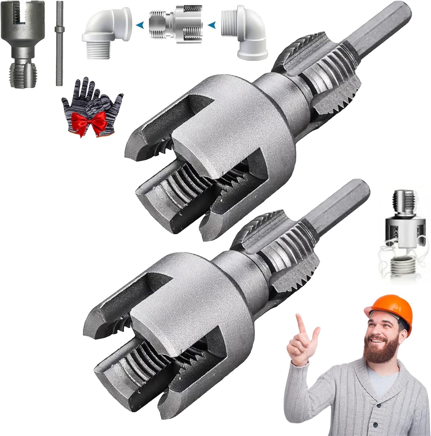 Pipe Tapping and Threading Tool, Integrated Internal & External Pipe Threading Tool, Dual ...