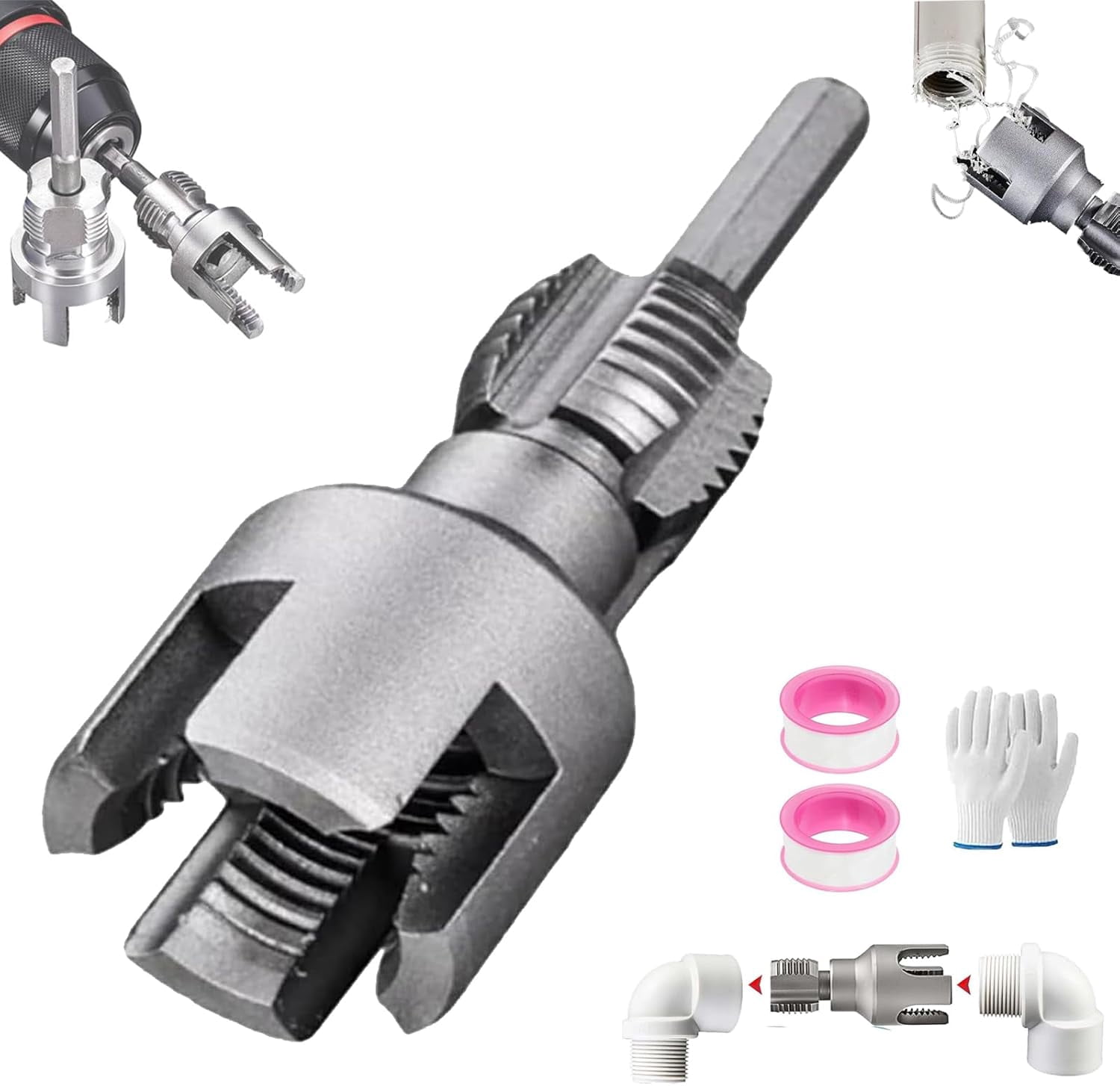Pipe Tapping and Threading Tool, Integrated Internal & External Pipe ...