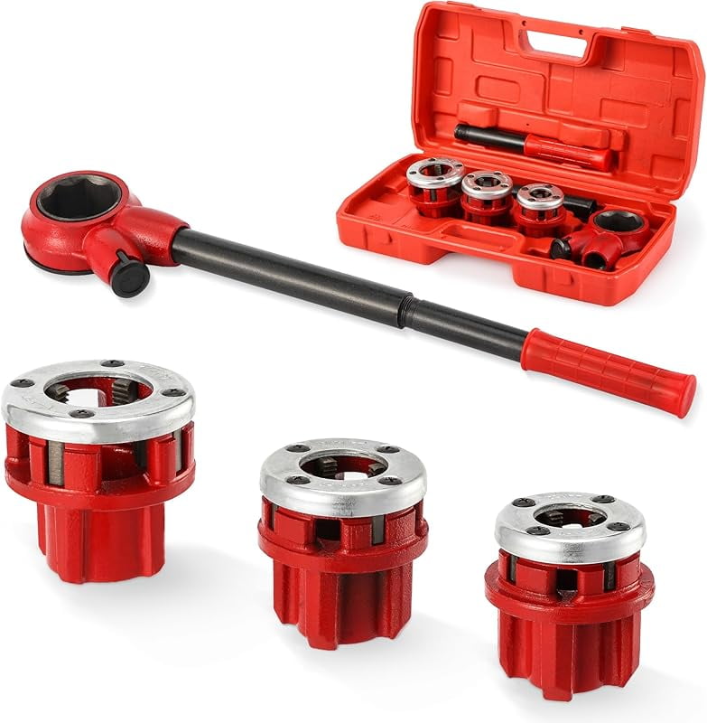 Pipe Threader Ratchet Kit， Manual Ratcheting Pipe Threading Tool Set ...