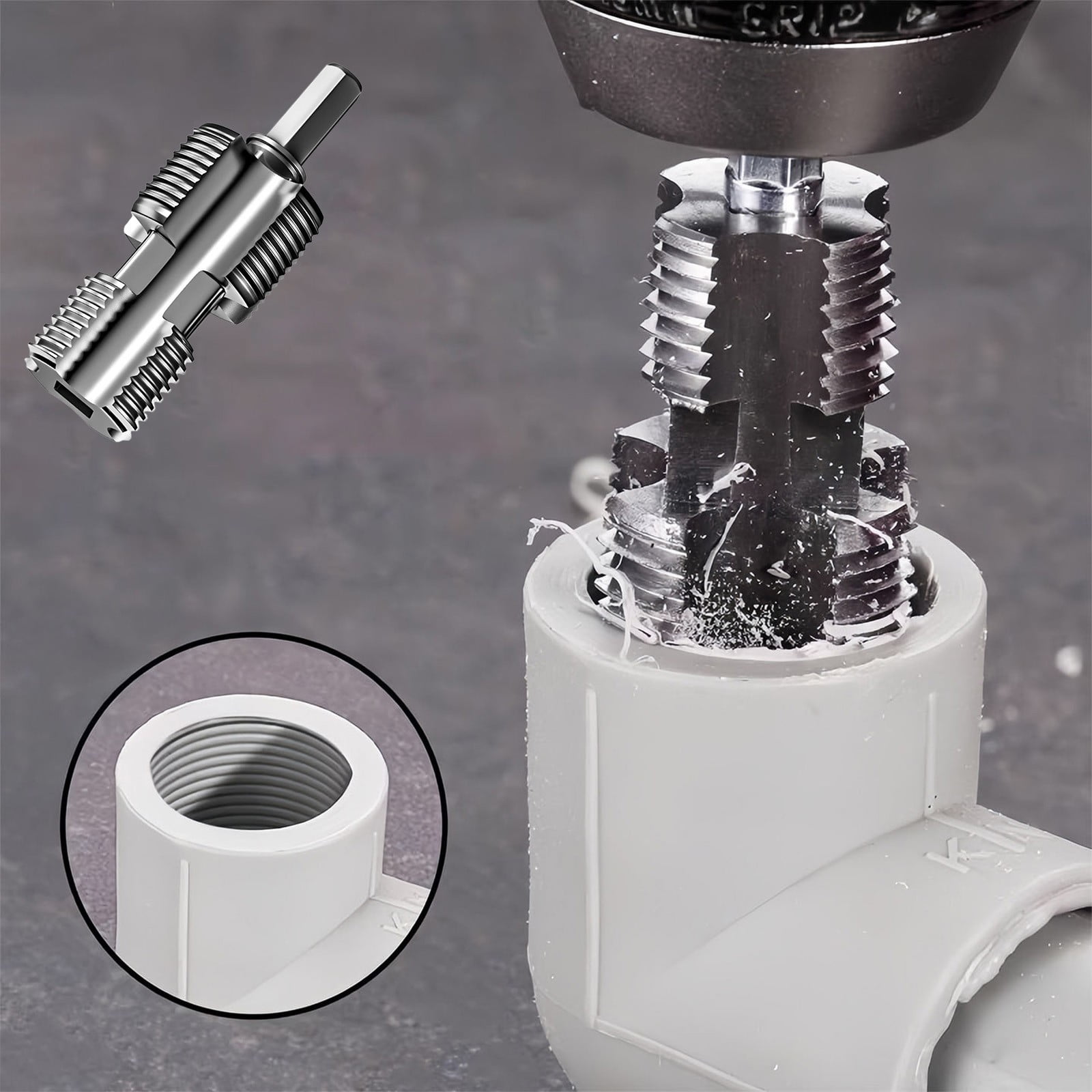 Pipe Threading Tool, Internal External PVC Pipe Threader for 1/2” and 3 ...