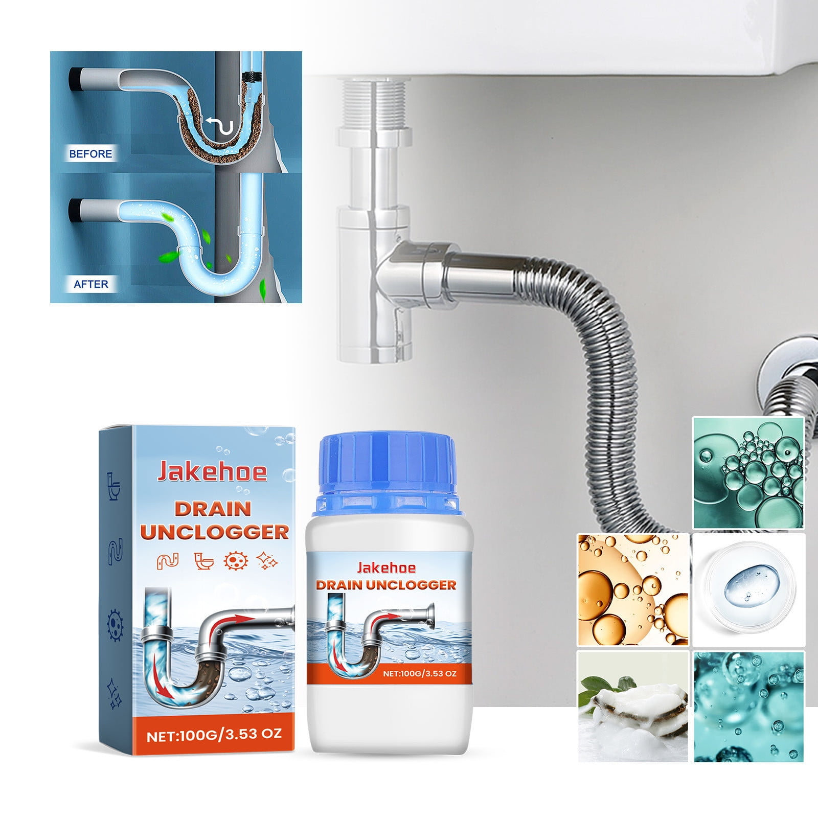 Pipe Unclogging Agent Dissolve Through Toilet Toilet Floor Leak Kitchen ...