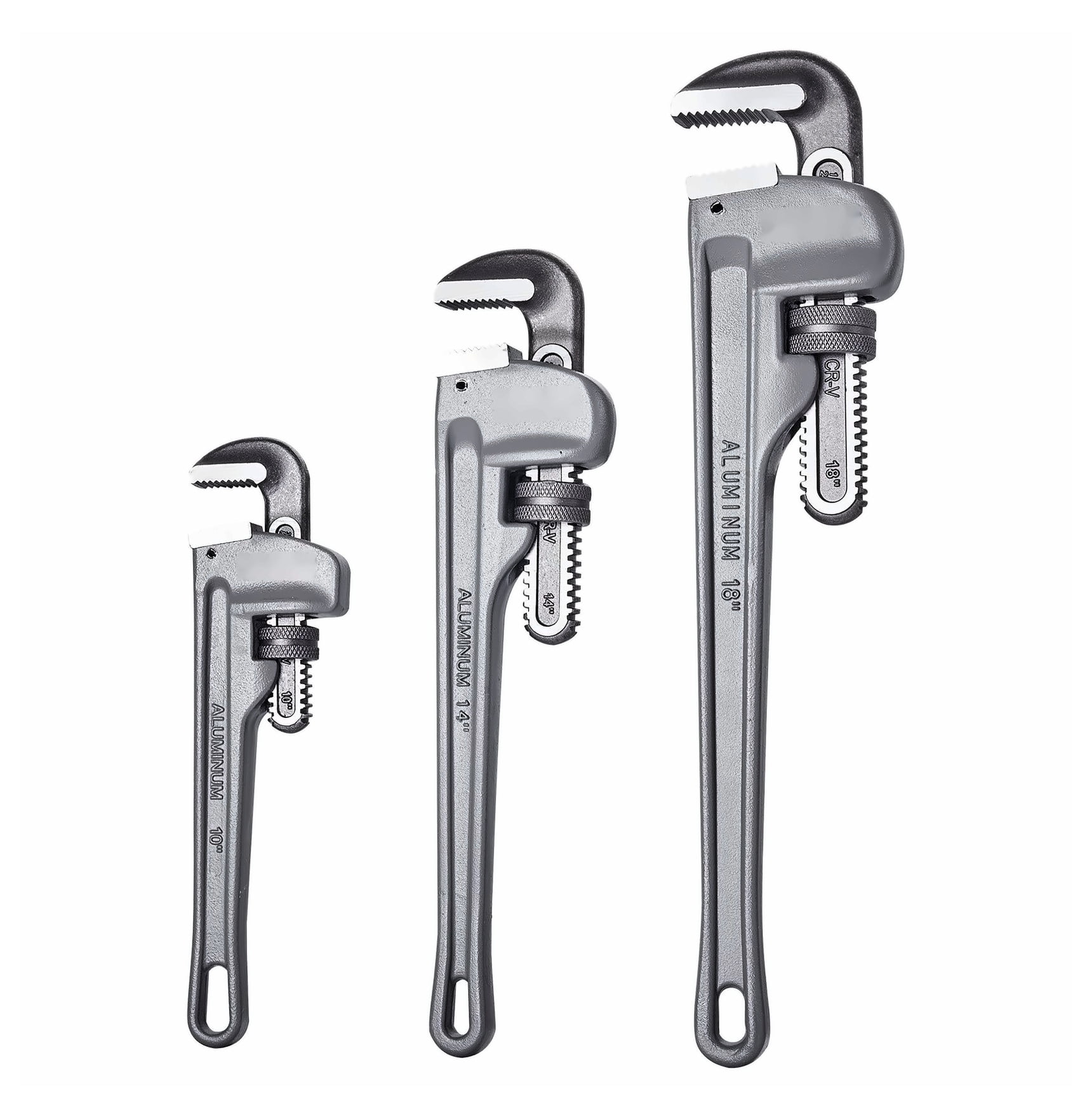 Pipe Wrench Set 3-Piece, 10 14 18 Inch Aluminum Plumbing Wrench ...