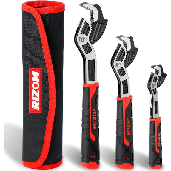 Pipe Wrench Set, 6” 8” 10” Self Adjusting Wrench, Plumbers Wrench with ...