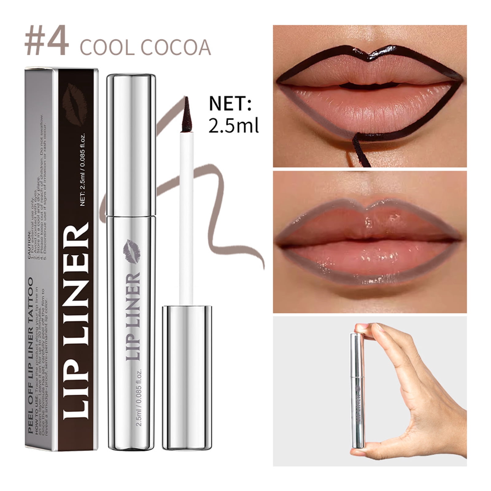 Pipe-off lip liner stain,Rose Pink/Neutral Mauve/Brown/Cool Cocoa long ...
