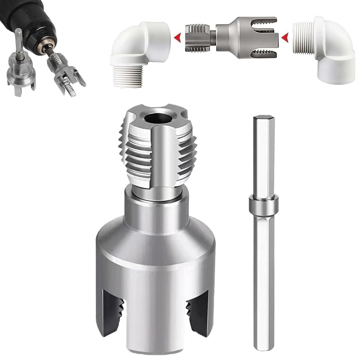 Pipe threading and tapping tools, integrated internal and external pipe ...