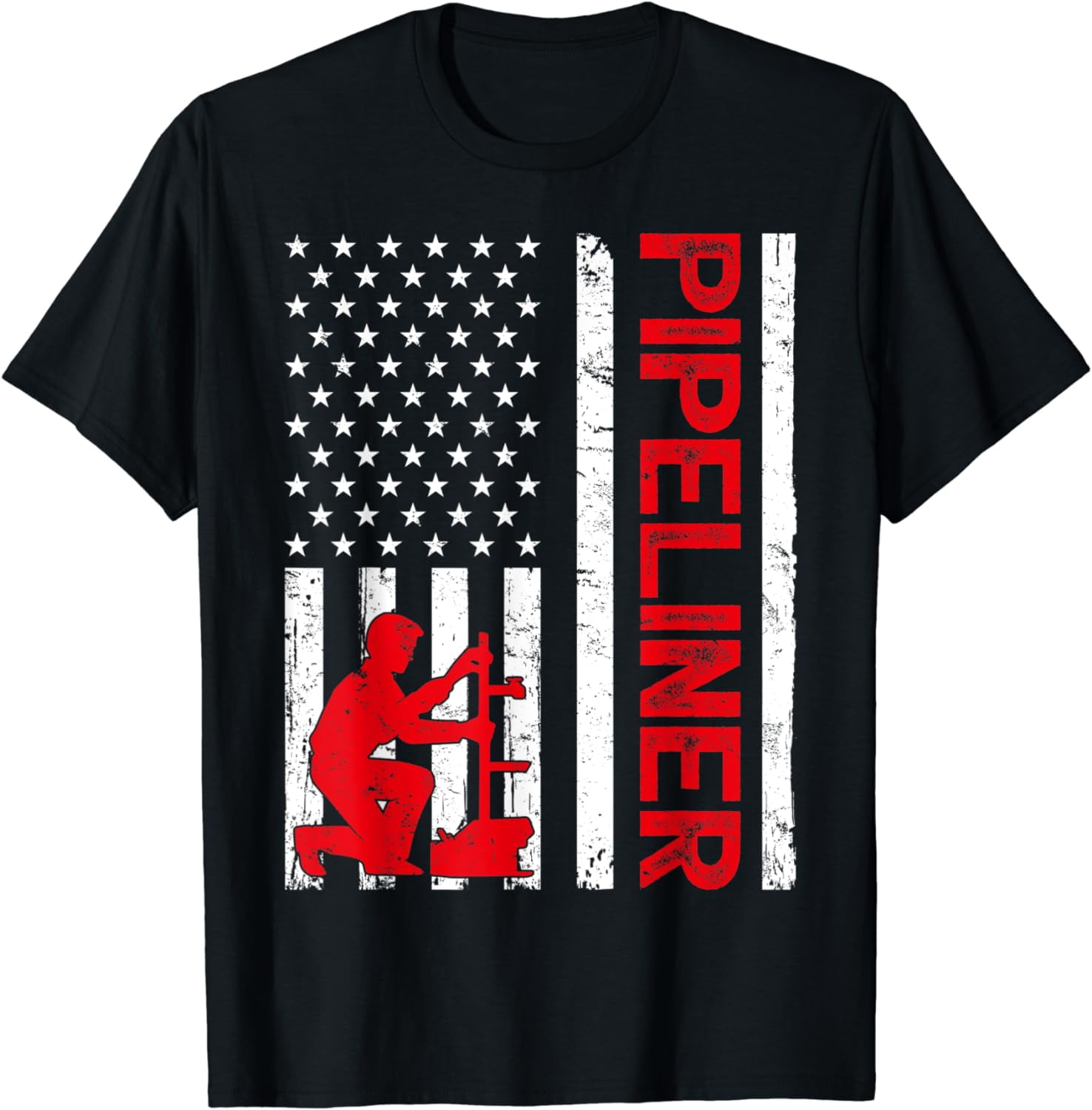 Pipeline Welder Vintage American Flag Pipeliner 4th Of July T-Shirt ...