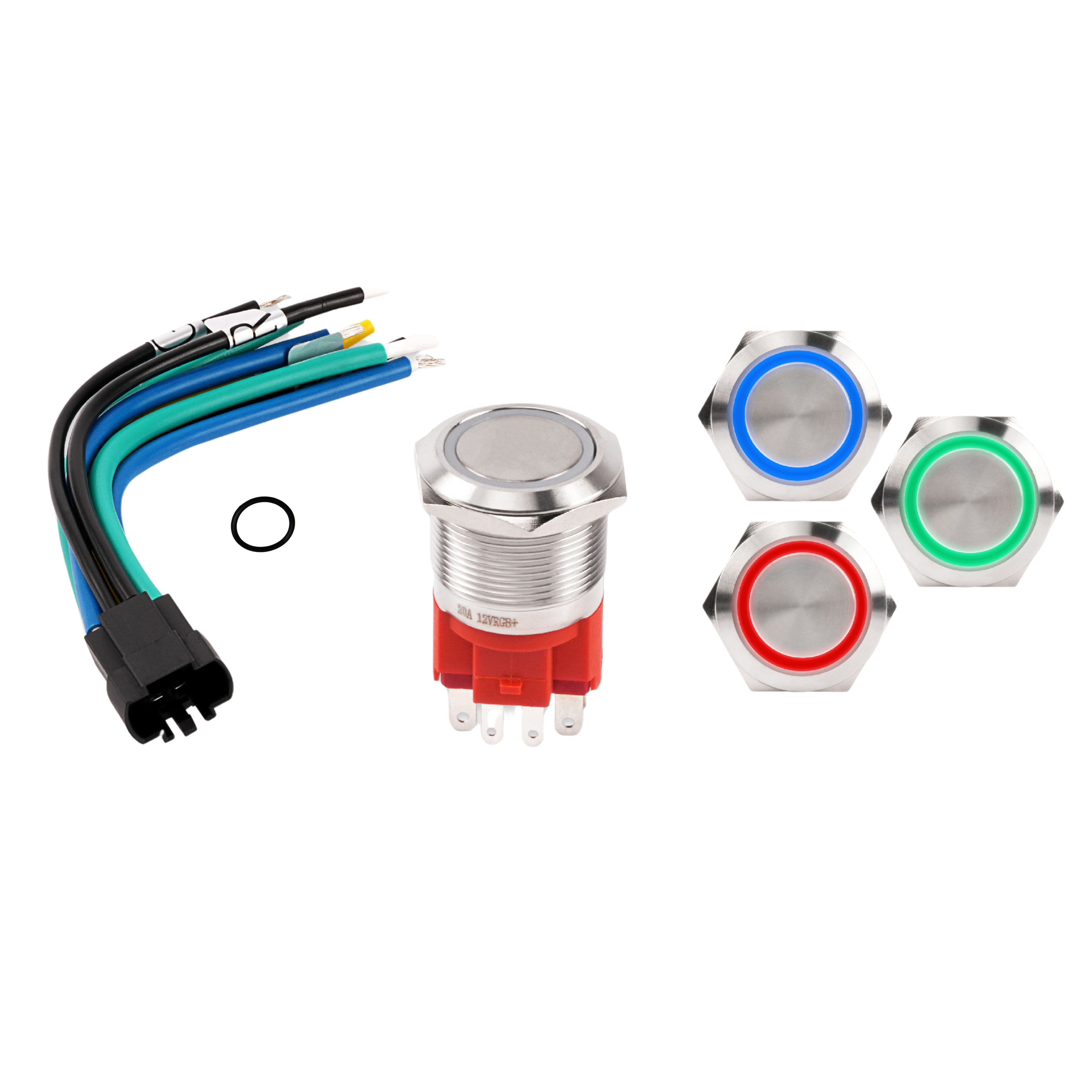 Pipeman's Installation Solution RGB LED 12V Momentary Push-Button Switch - Walmart.com