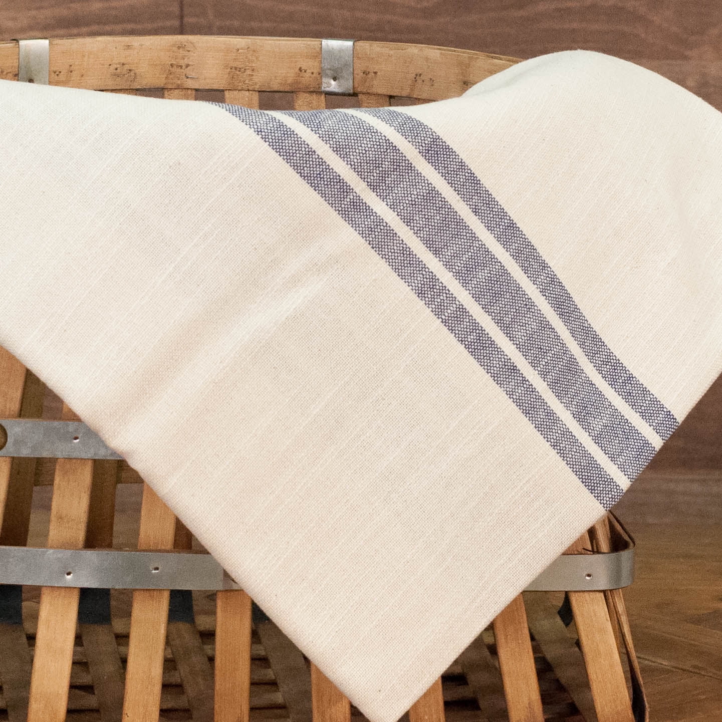 Piper Classics Market Place Blue Grain Sack Stripe Bulk Yardage, One ...