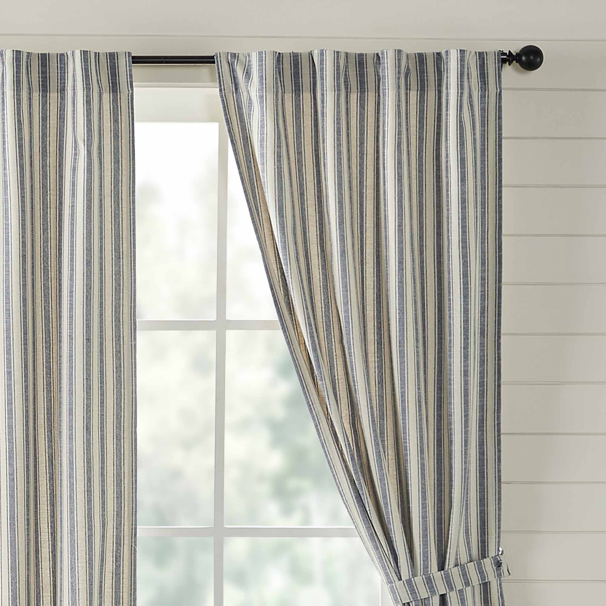 Piper Classics Market Place Red Ticking Stripe 96" Curtain Panels, Set ...