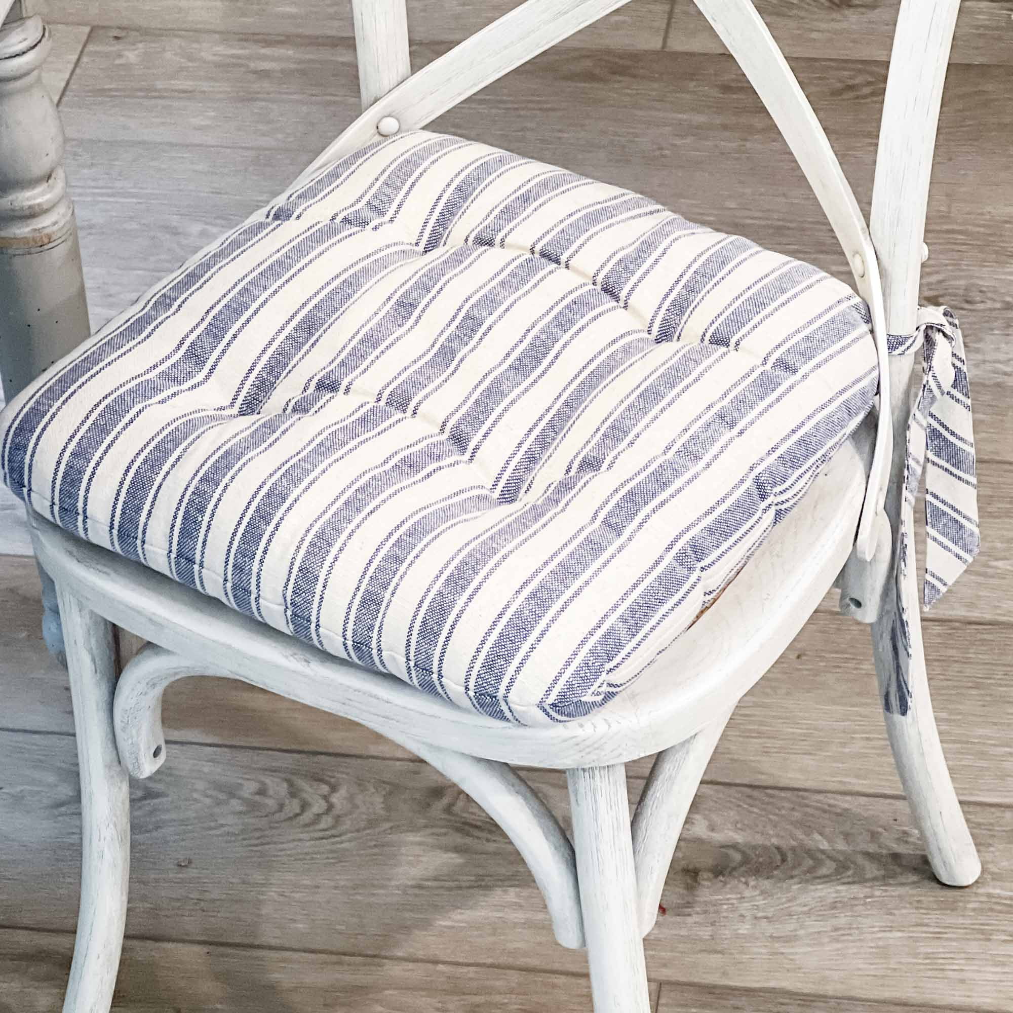 Piper Classics Market Place Blue Ticking Stripe Chair Pad - Walmart.com