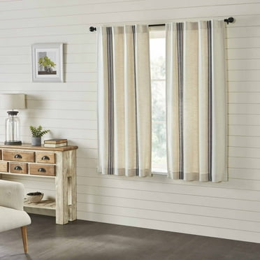 Piper Classics Market Place Blue Ticking Stripe 96" Farmhouse Curtain ...