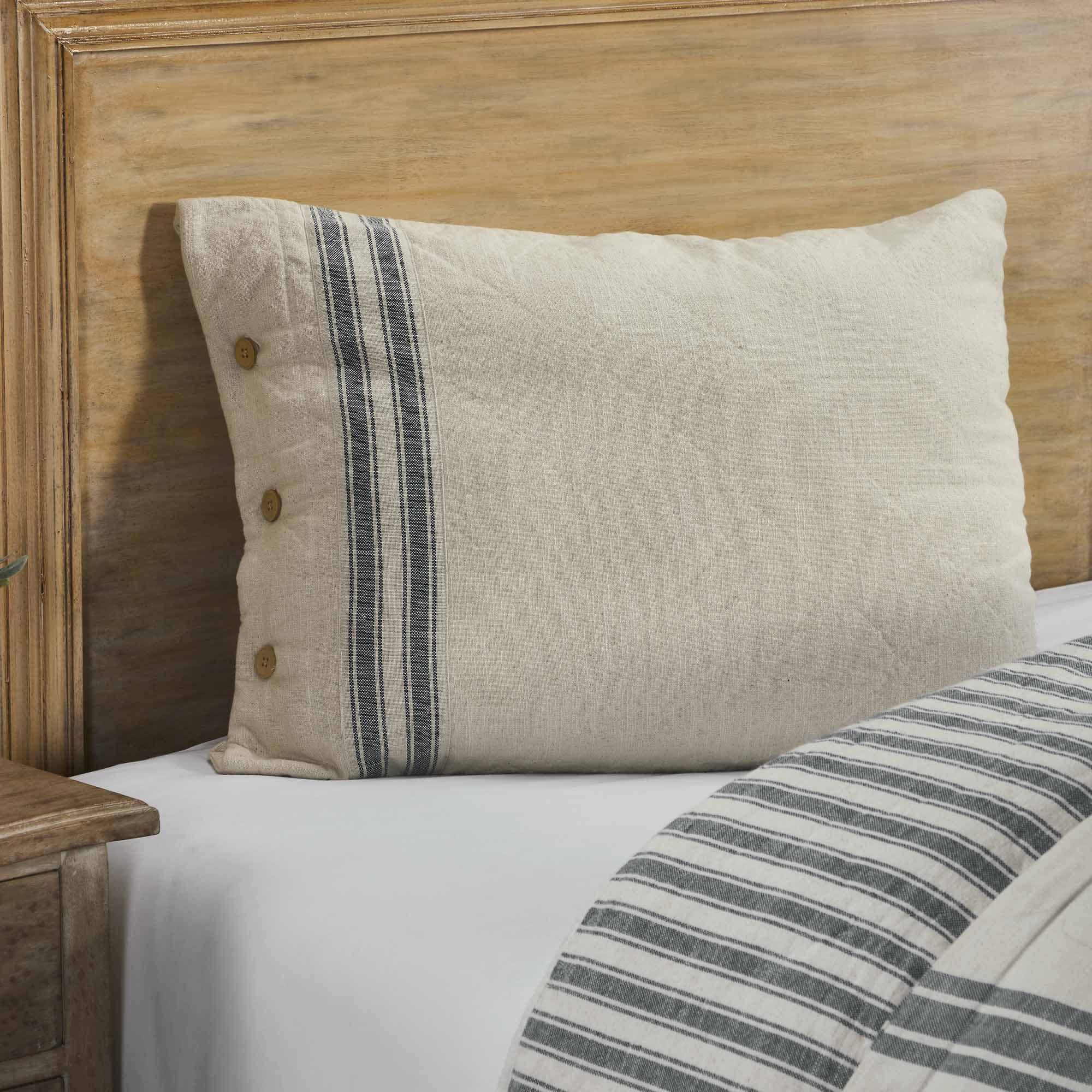 Piper Classics Market Place Gray Ticking Stripe Standard Size Pillow ...