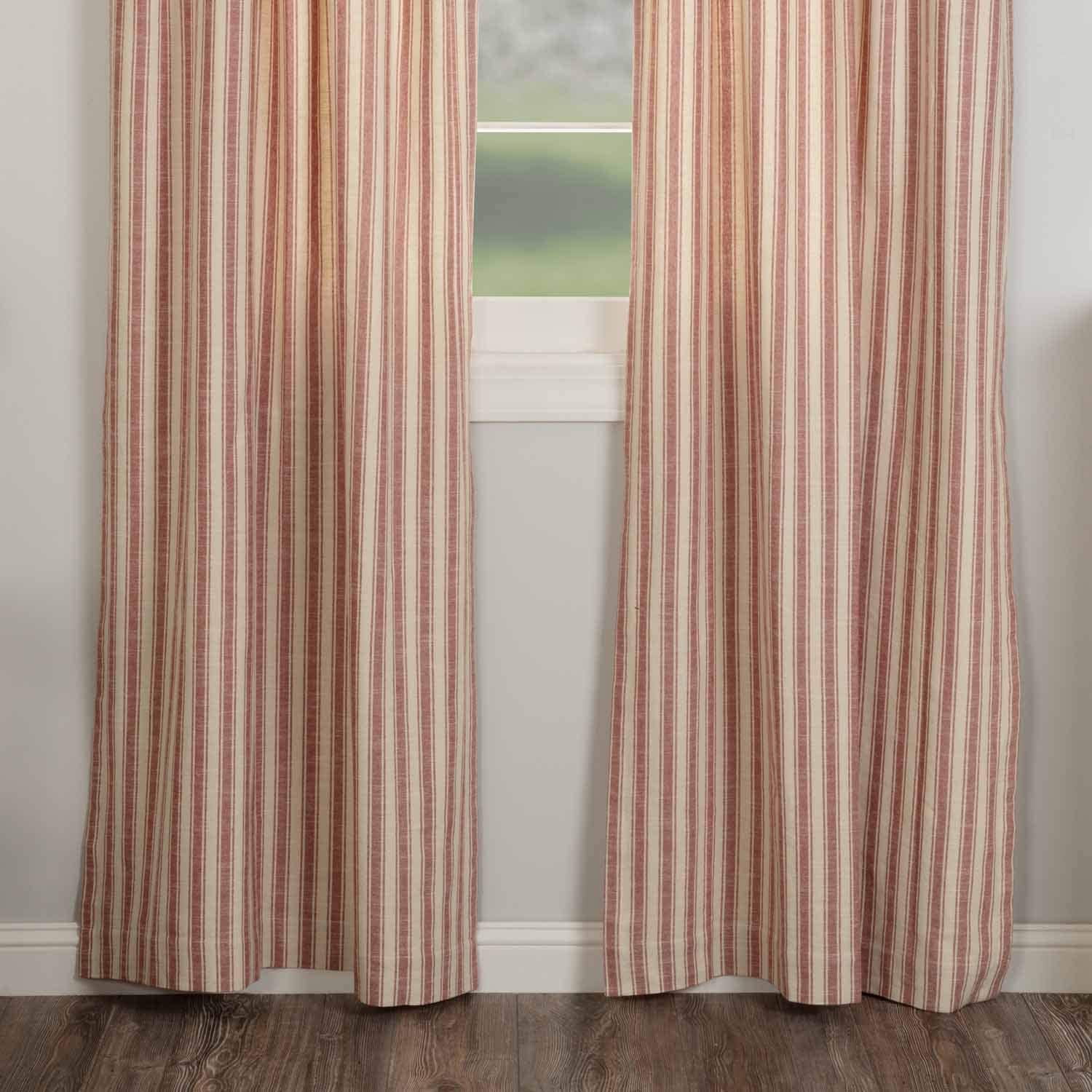 Piper Classics Market Place Red Ticking Stripe 84" Curtain Panels, Set ...