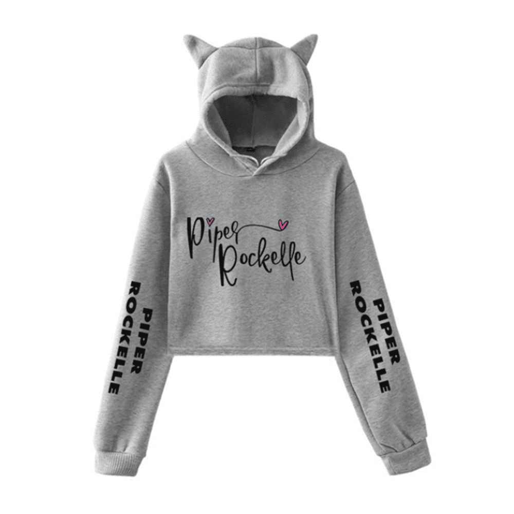 Piper Rockelle Merch Cat Ear Hoodie Sweatshirt Girl's Fans Kawaii Crop ...