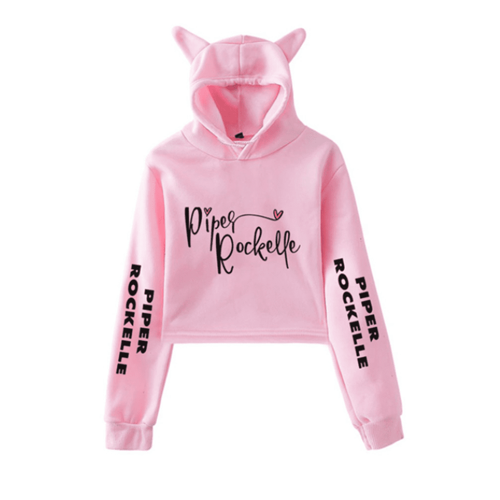 Piper Rockelle Merch Cat Ear Hoodie Sweatshirt Girl's Fans Kawaii Crop ...