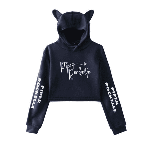 Piper Rockelle Merch Cat Ear Hoodie Sweatshirt Girl's Fans Kawaii Crop ...