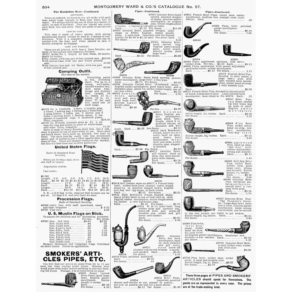 Pipes Advertisement 1895. Nadvertisements For Smoking Pipes And U.S ...