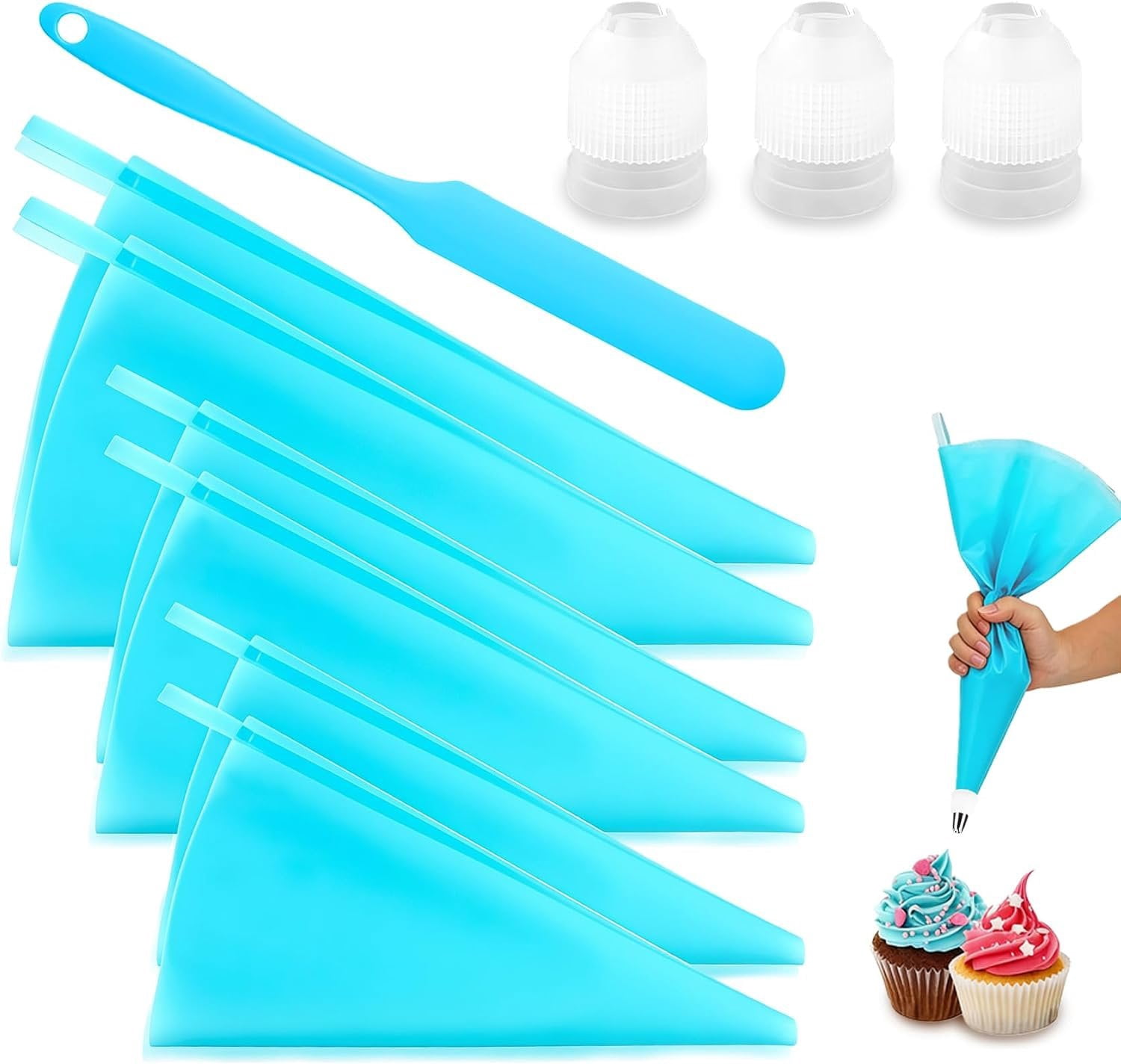 Piping Bags Set - 6 count Pastry Bags with 3 Couplers Large Icing ...