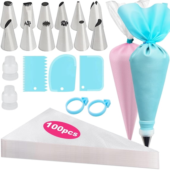 Piping Bags and Tips Set, 120 Pcs Cake Decorating Kit with 100 ...
