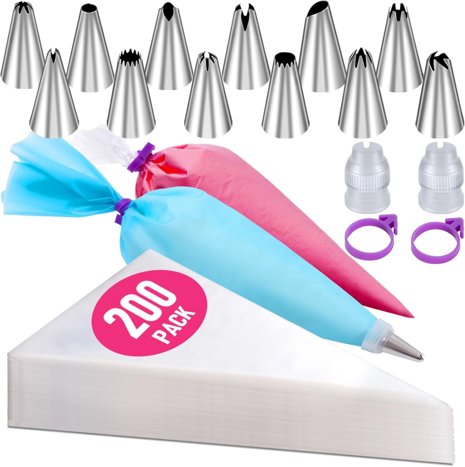 Piping Bag and Piping Tip Set, Pastry Bag, Disposable Icing Bag for ...