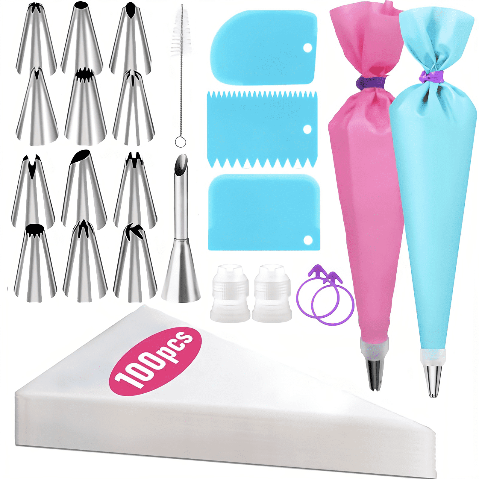 Piping Bags and Tips Set Frosting Piping Kit Cakes Decorating Supplies ...