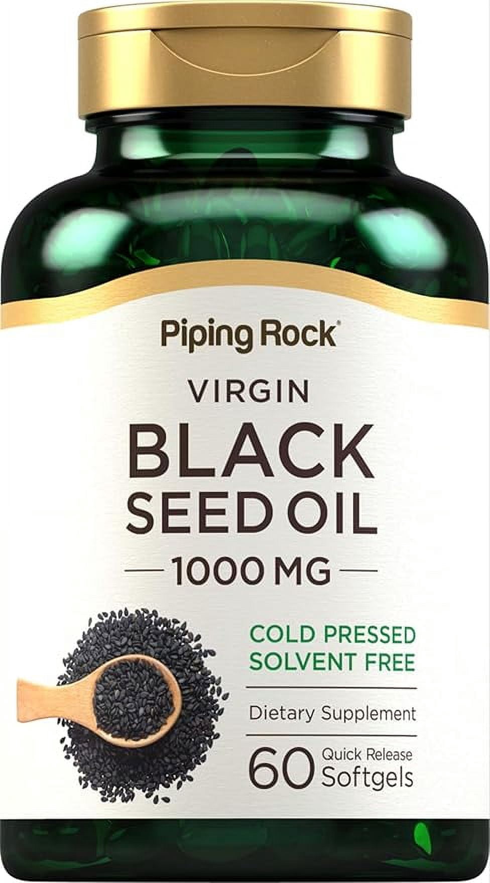 Piping Rock Black Seed Oil Pills | 1000mg | 60 Softgels | Cold Pressed ...