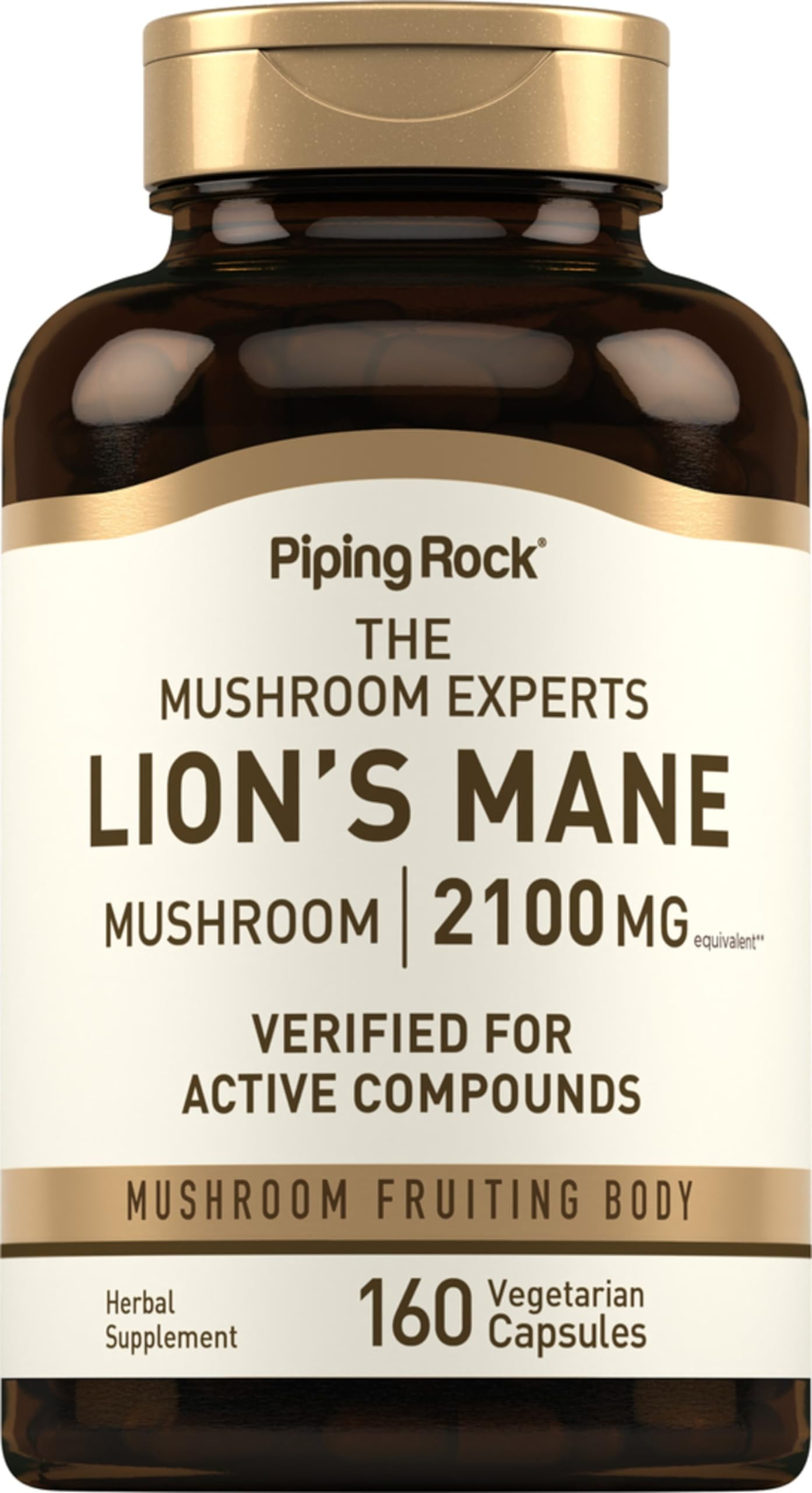 Piping Rock Lions Mane Supplement Capsules | 2100mg | 160 Count | Vegetarian, Non GMO & Gluten ...