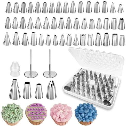 Piping Tips Set, 55 Pieces Cake Decorating Supplies Kits with 4 Large ...