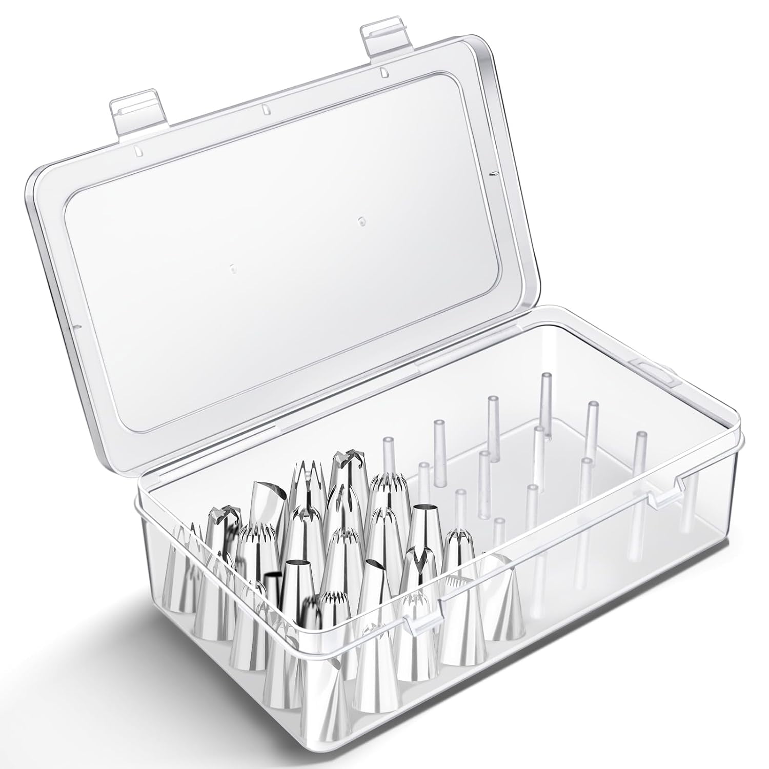 Piping Tips Storage Box with Fixed Pins, 42 Pegs Piping Tip Set ...