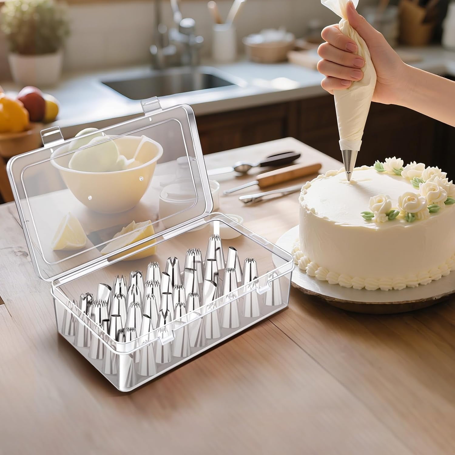 Piping Tips Storage Box with Fixed Pins, Piping Tip Set Organizer Case ...