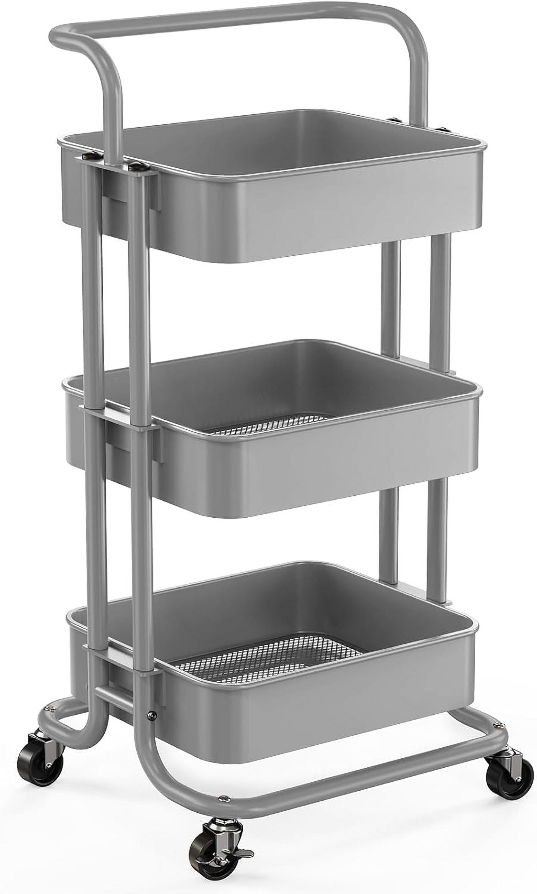 Pipishell 3 Tier Mesh Utility Cart, Rolling Metal Organization Cart ...