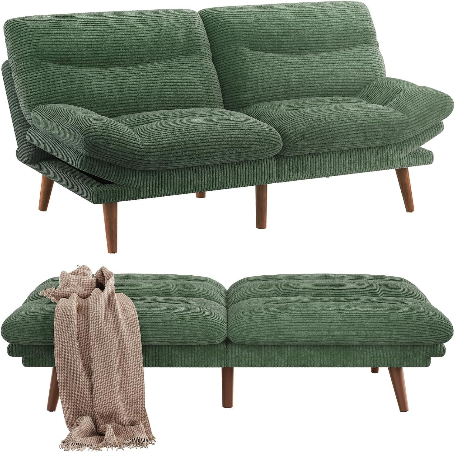 Pipishell Futon Sofa Bed, Modern 73" Futon Couch Convertible to Bed ...