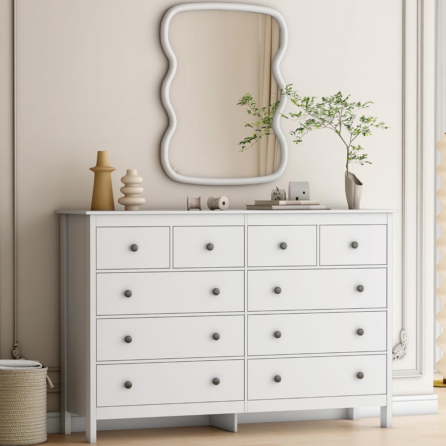 Pipleo Dressers for Bedroom, White Dresser 10 Drawer 55" Wide Chest of ...