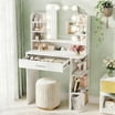Satifur Vanity Set with Mirror & Lights, Women Makeup Table with ...