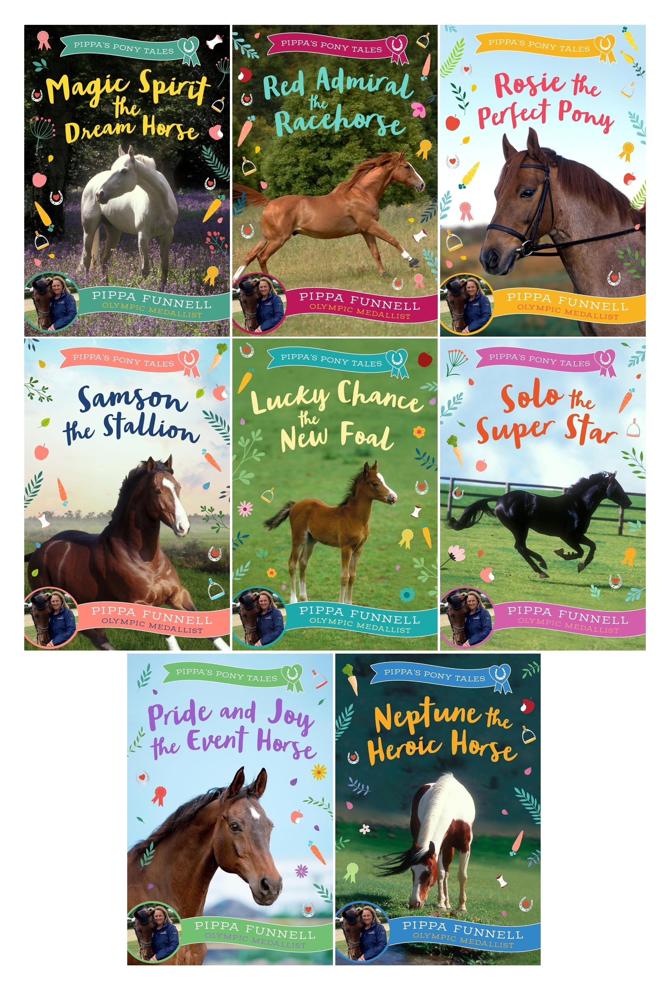Pippa's Pony Tales 8 Books Collection Set by Pippa Funnell (Magic Spirit, Red Admiral, Rosie ...