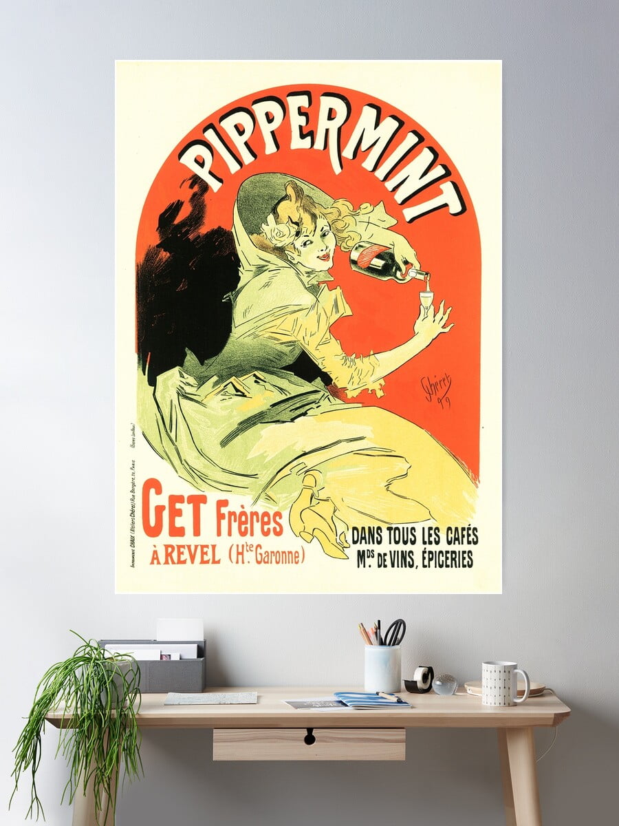 Pippermint Mint Liqueur Aperitif Alcohol Beverage Jules Cheret Vintage ...