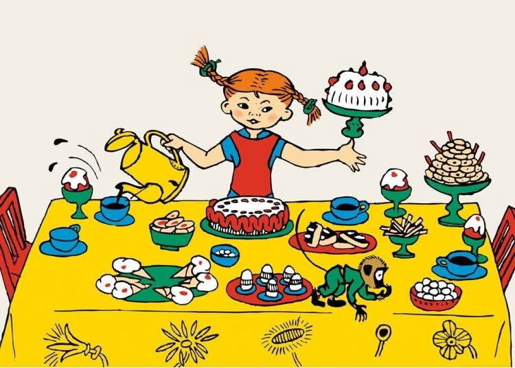 Pippi Longstocking And The Party Print Wall Art, Modern Wall Decor For ...