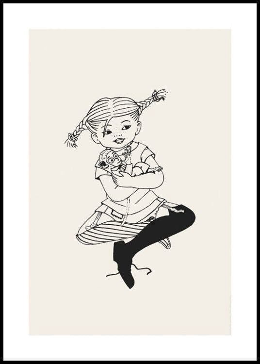 Pippi Longstocking No2 Wall Art, Modern Wall Decor For Living Room ...