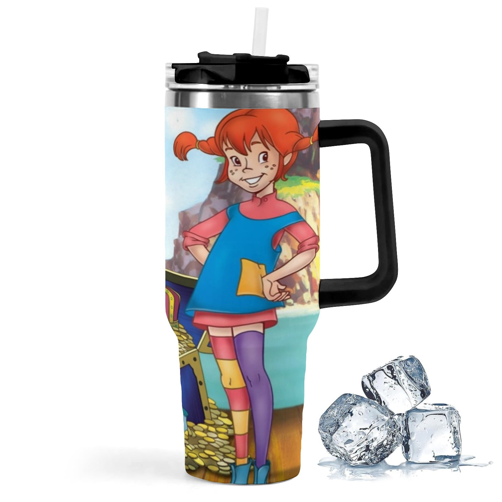 Pippi Longstocking-theme Insulated Stainless Steel Tumbler with Handle ...