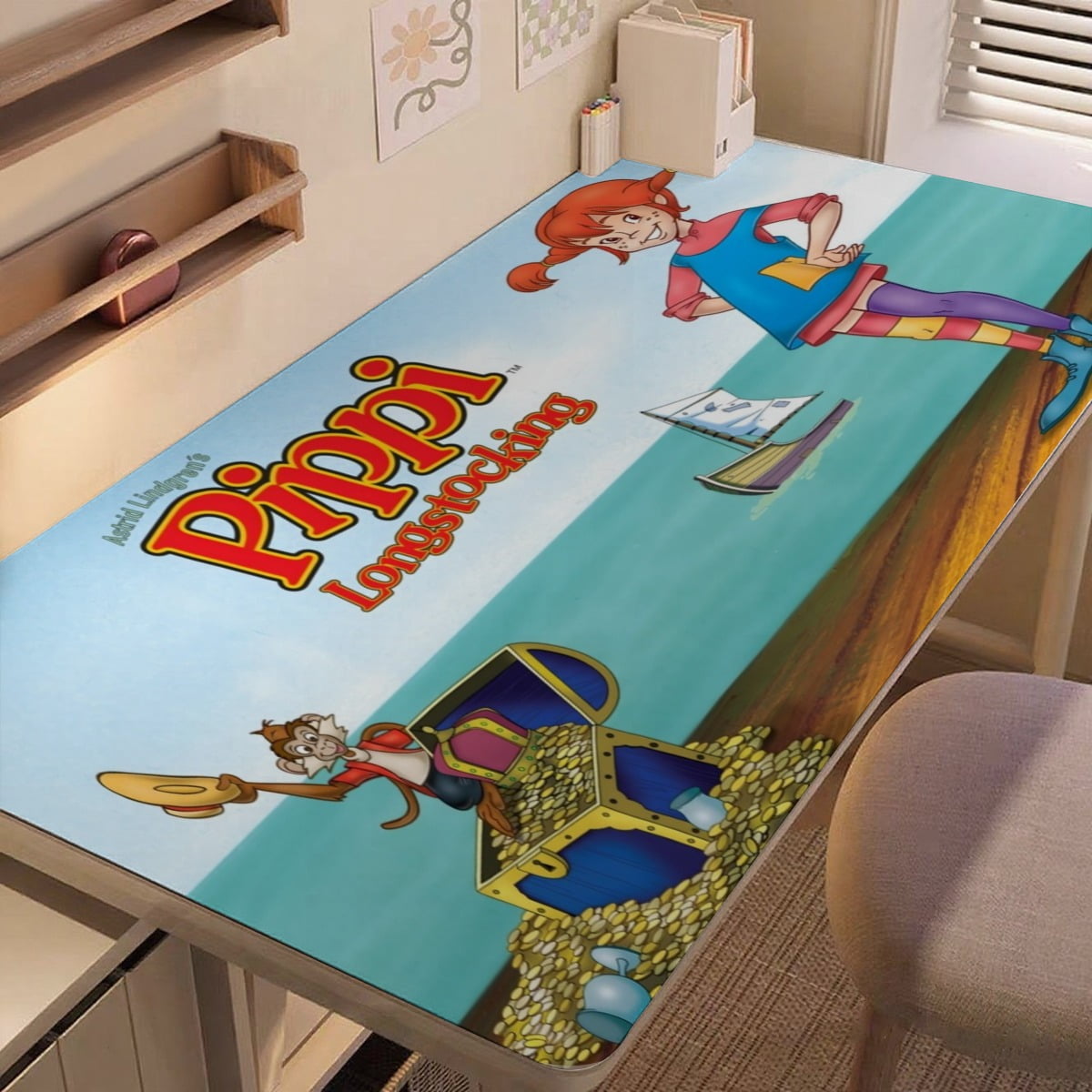Pippi Longstocking-themed extra-large Non-Slip Base leather Desk Table ...