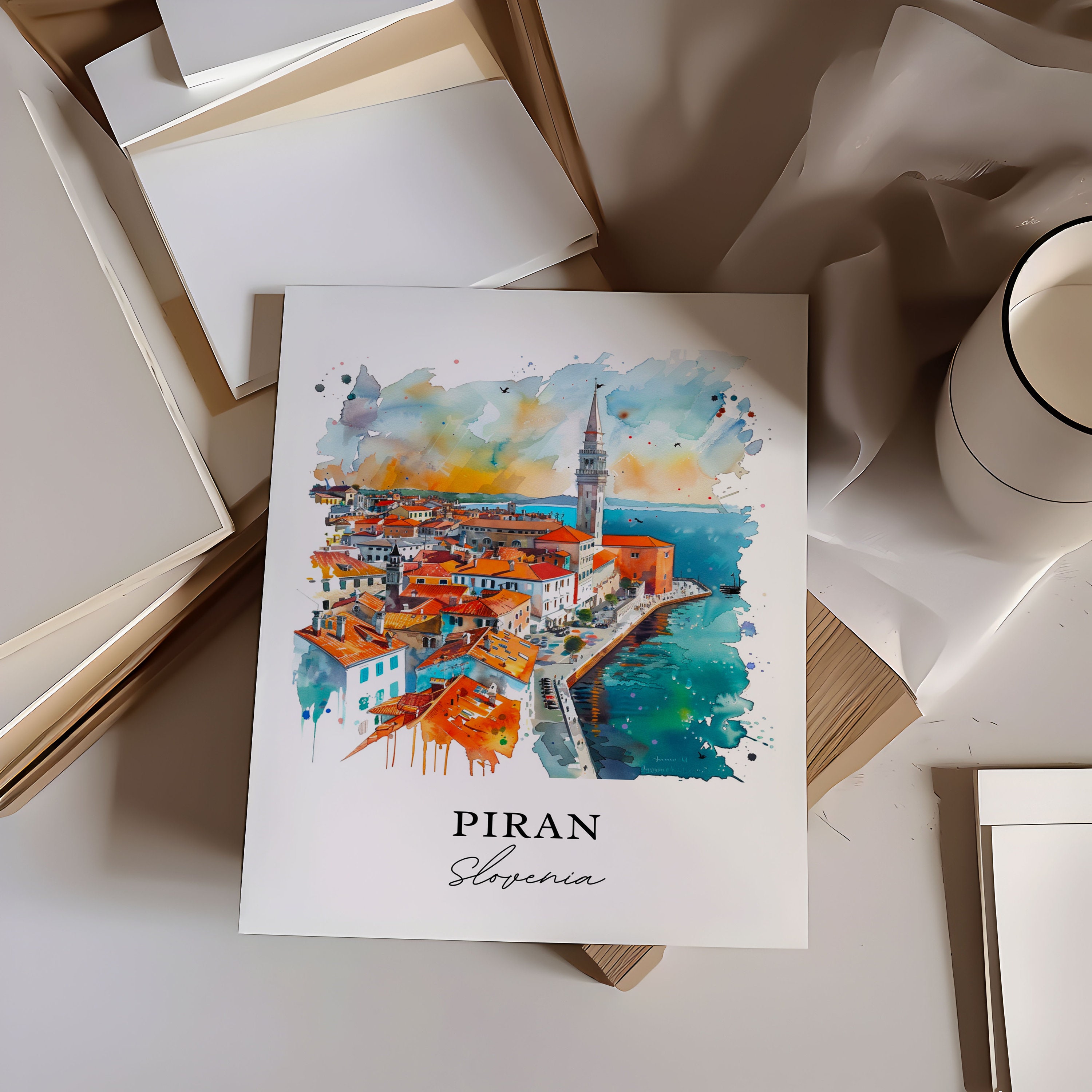 Piran Slovenia Wall Art Piran Print Piran Watercolor Piran Slovenia ...