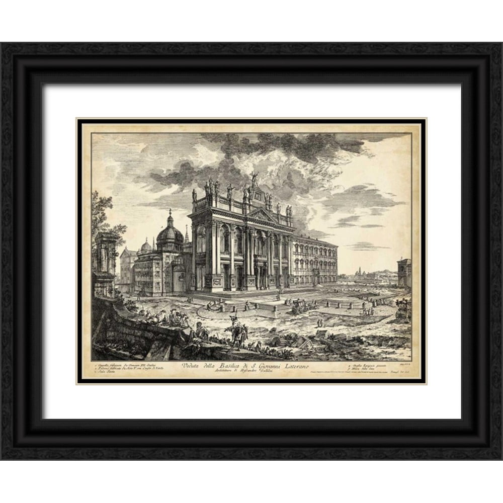 Piranesi 14x12 Black Ornate Wood Framed with Double Matting Museum Art ...